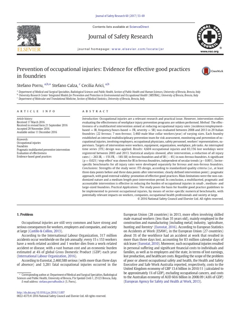Journal of Safety Research | PDF | Occupational Safety And Health | Risk