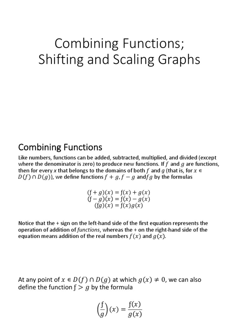Combining Functions Shifting And Scaling Graphs Pdf Function Mathematics Logarithm