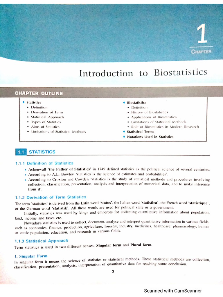 Biostatistics Unit-1 | PDF