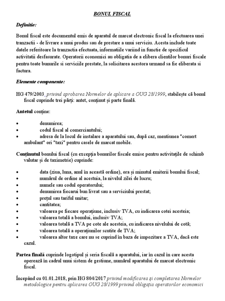 Bonul Fiscal | PDF
