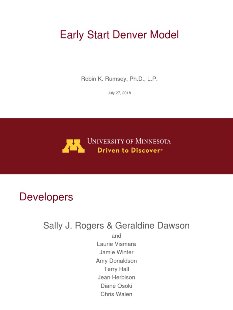 Early Start Denver Model: Robin K. Rumsey, PH.D., L.P | PDF