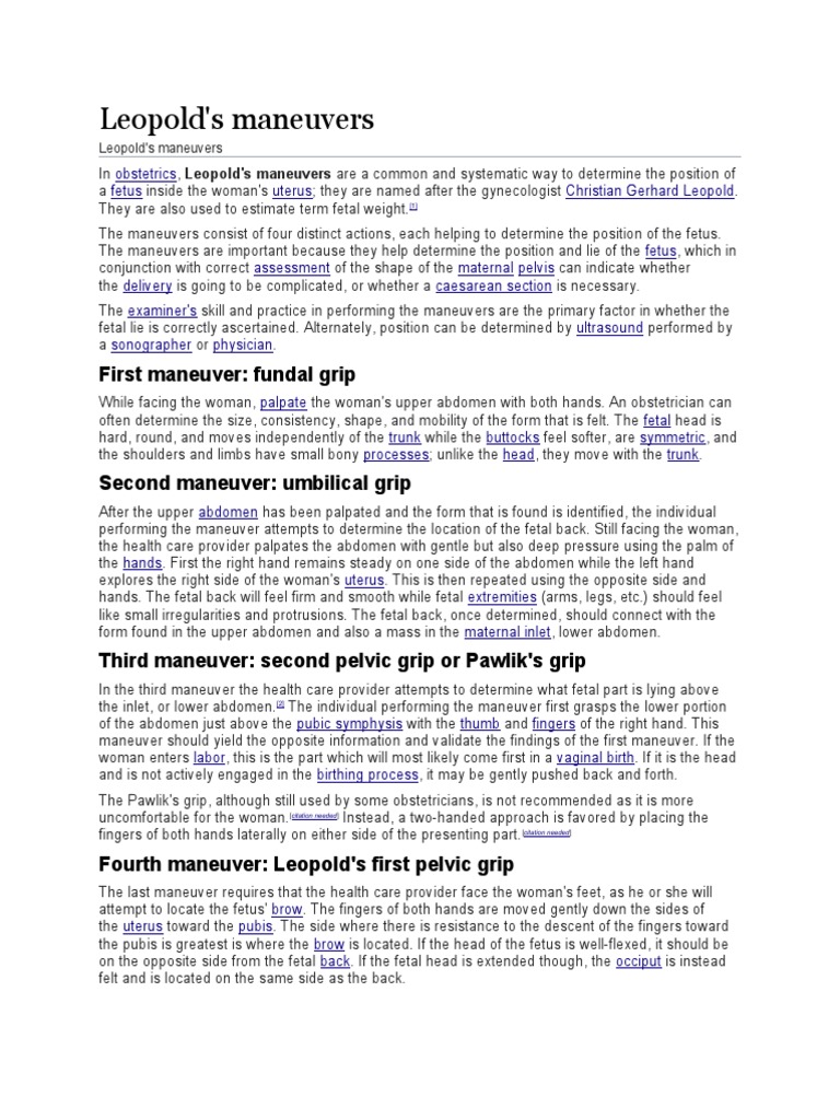 Leopold's Maneuvers: First Maneuver: Fundal Grip | PDF | Women's Health ...
