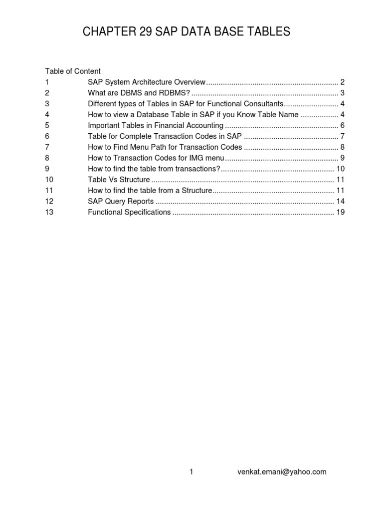 Chapter 29 SAP Databse Tables-1 | PDF | Relational Database | Databases