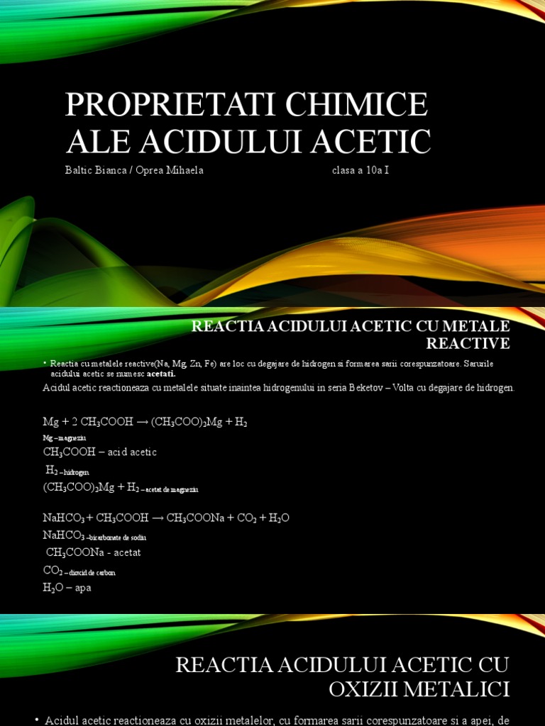 Proprietati Chimice Ale Acidului Acetic | PDF