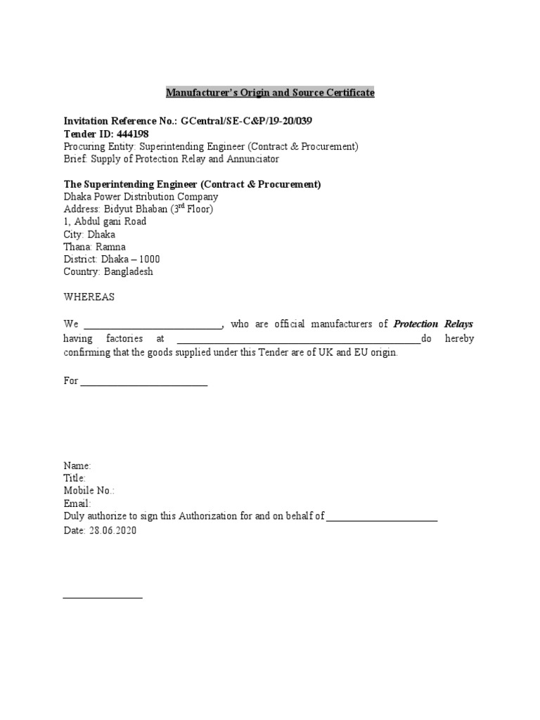 Origin-&-Source-Certificate To Nawshi International | PDF