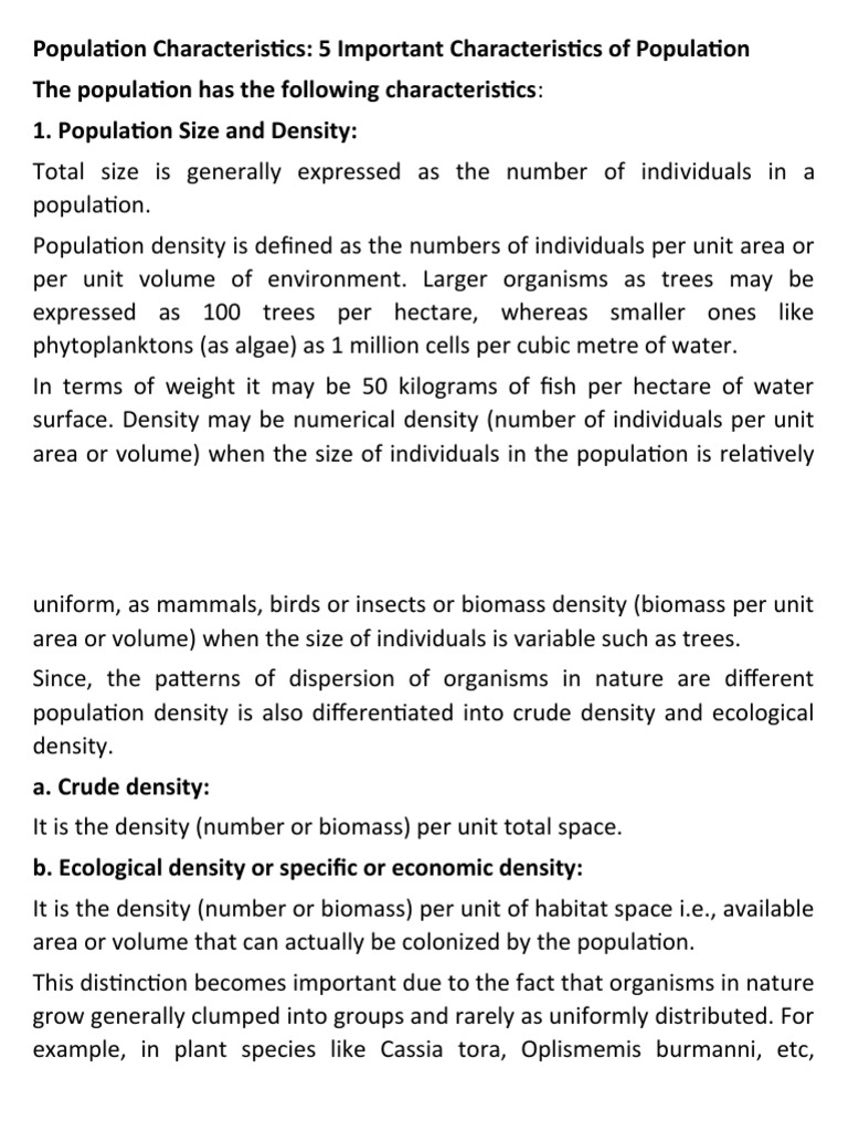Key Characteristics of Populations | PDF | Biological Dispersal ...