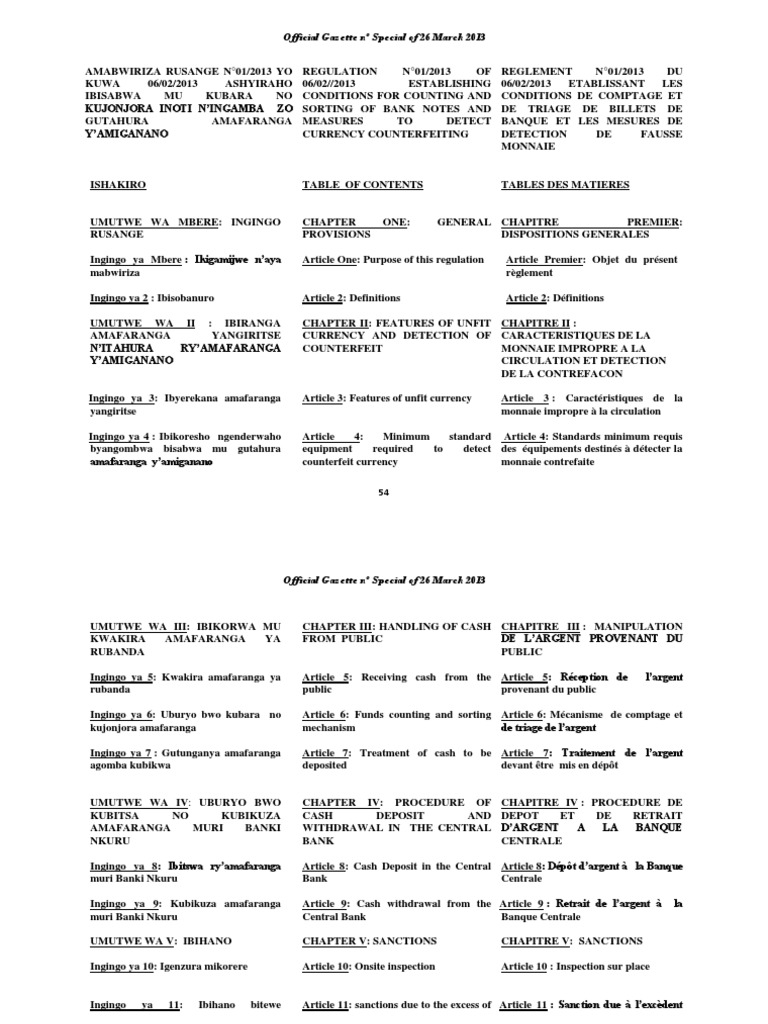 BNR Regulation On Counting Sorting of Banknotes and Measures To Detect ...
