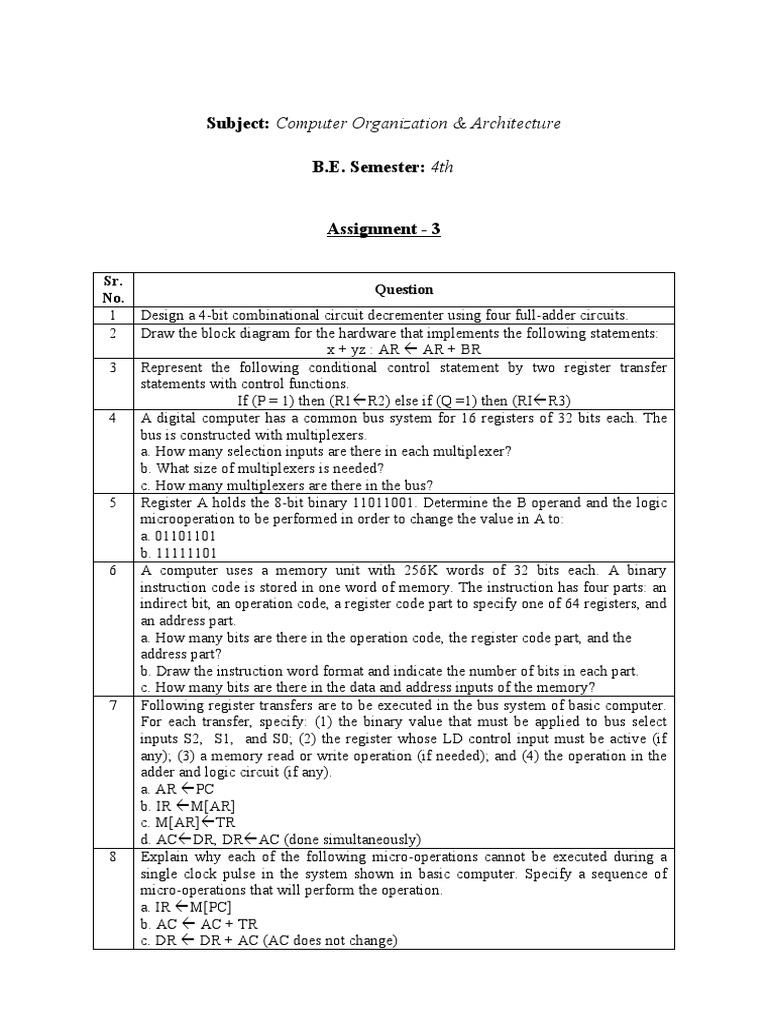 COA Assignment - 3 | PDF | Bit | Computer Engineering