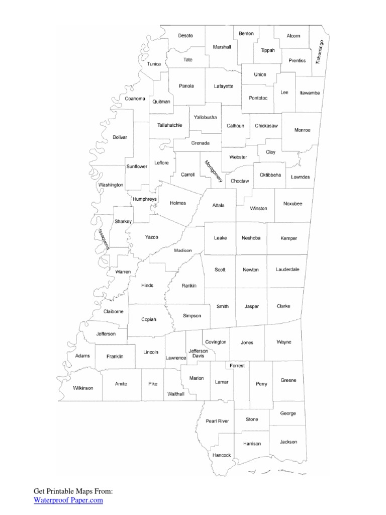 Printable Mississippi County Map Labeled PDF | PDF