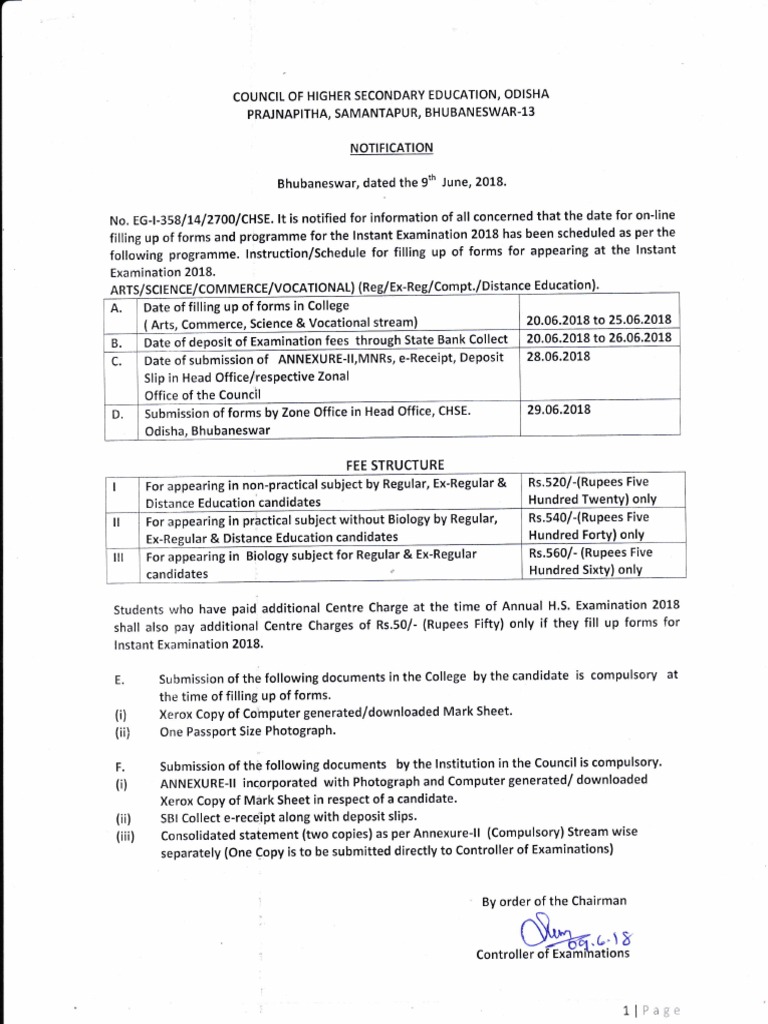 Instant Examination Notification | PDF | Educational Stages