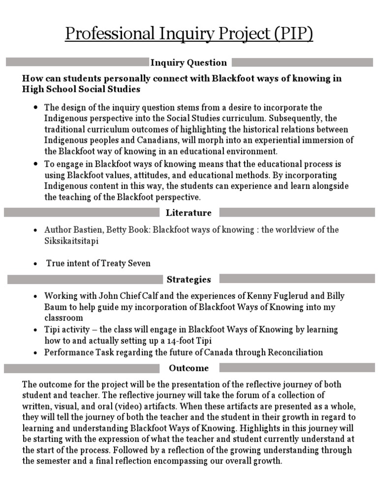 Professional Inquiry Project | PDF