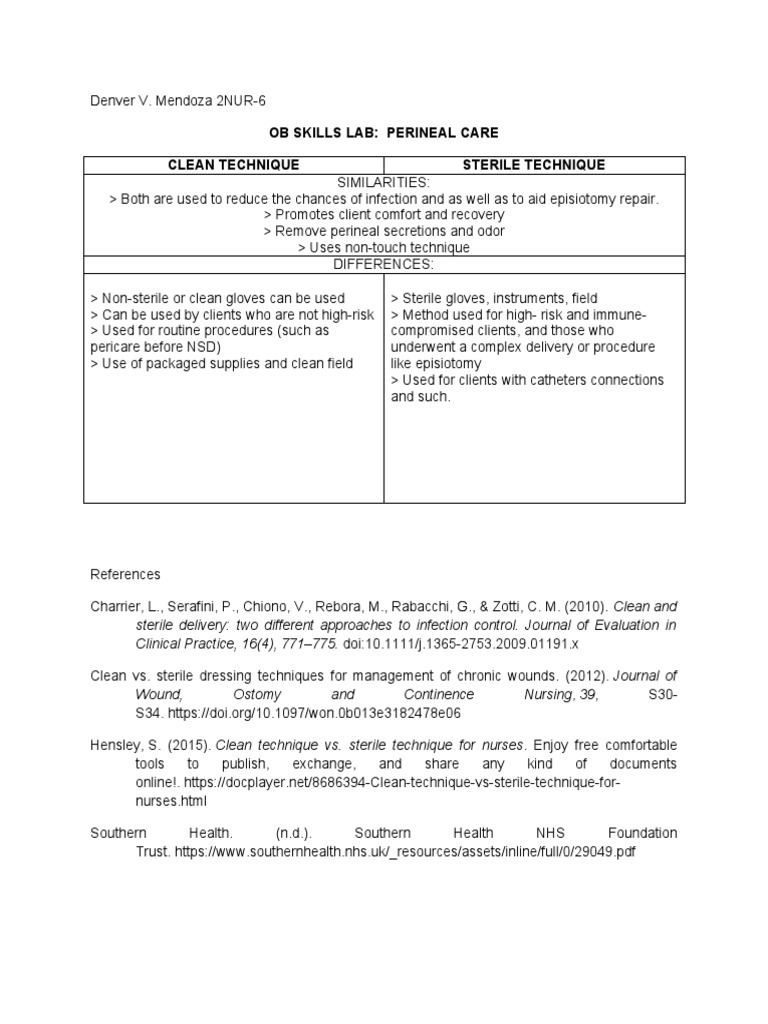 Peric Are Clean Vs Sterile | PDF