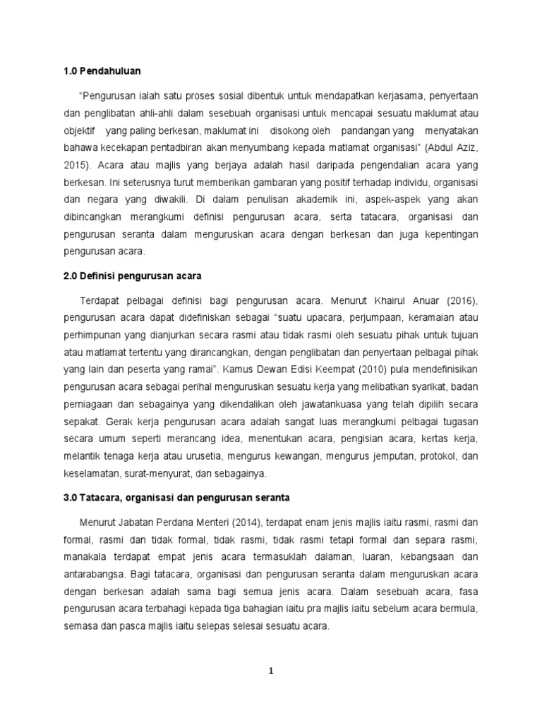 Tugasan 1 Pengurusan Acara | PDF