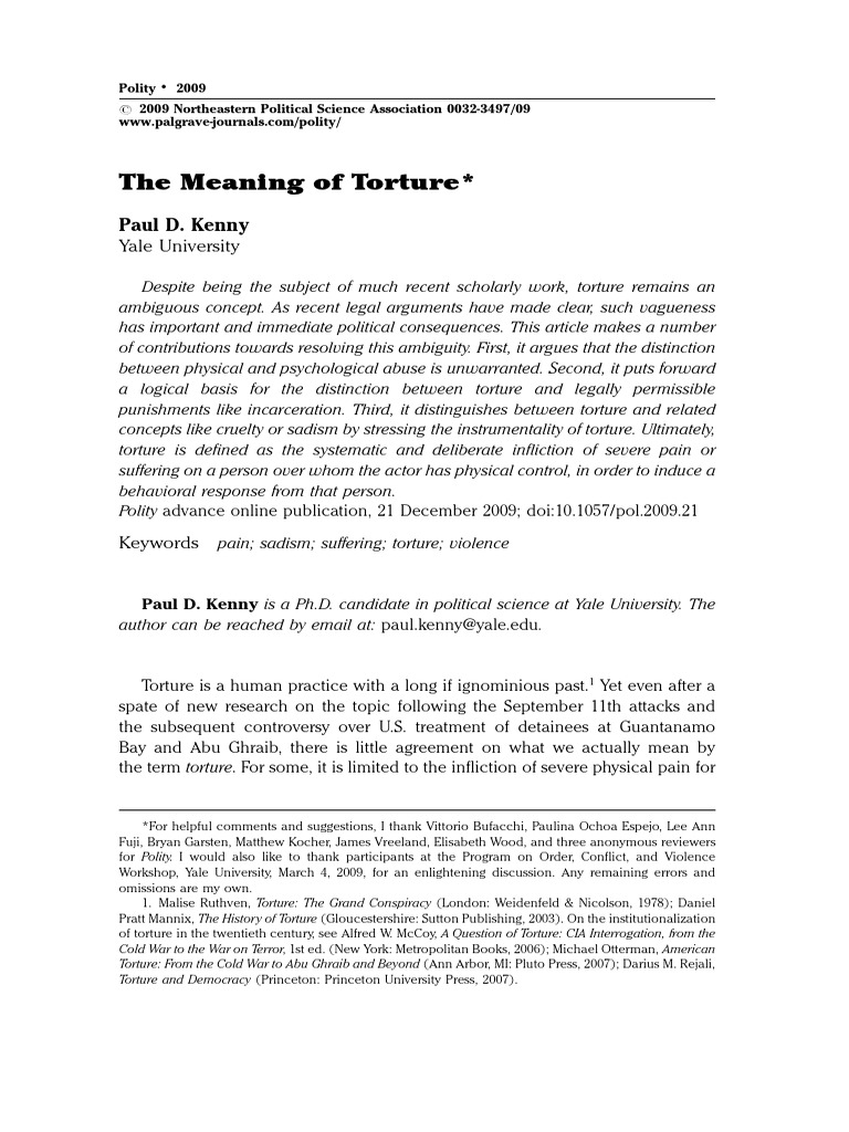 The Meaning Of Torture Pdf Pdf Torture Sadomasochism