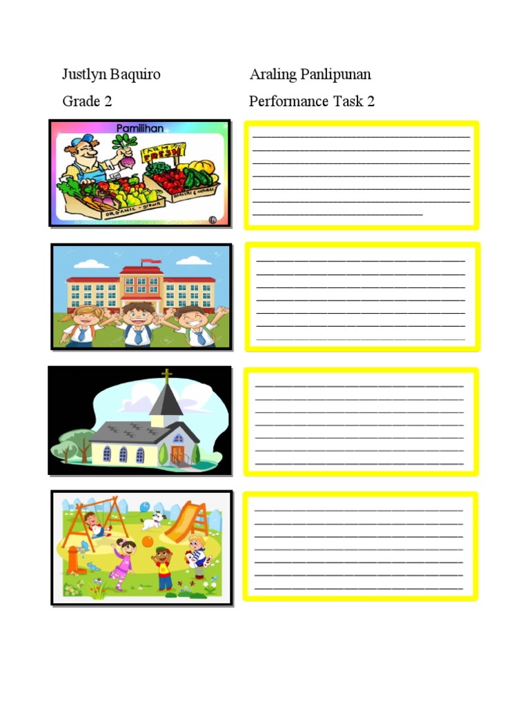 Justlyn Baquiro Araling Panlipunan Grade 2 Performance Task 2 | PDF