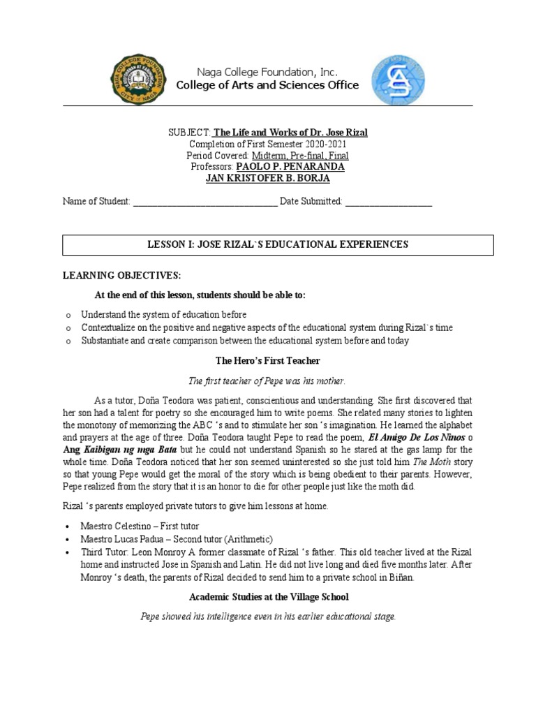 The Life and Works of Dr. Jose Rizal | PDF | Philippines