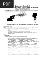 Creative Writing: Quarter 1 - Module 1 | PDF | Verb | Learning