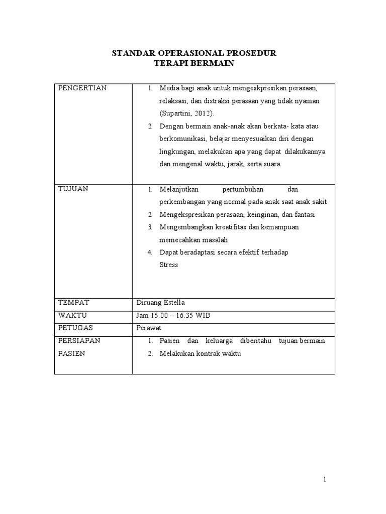 SOP Terapi Bermain | PDF