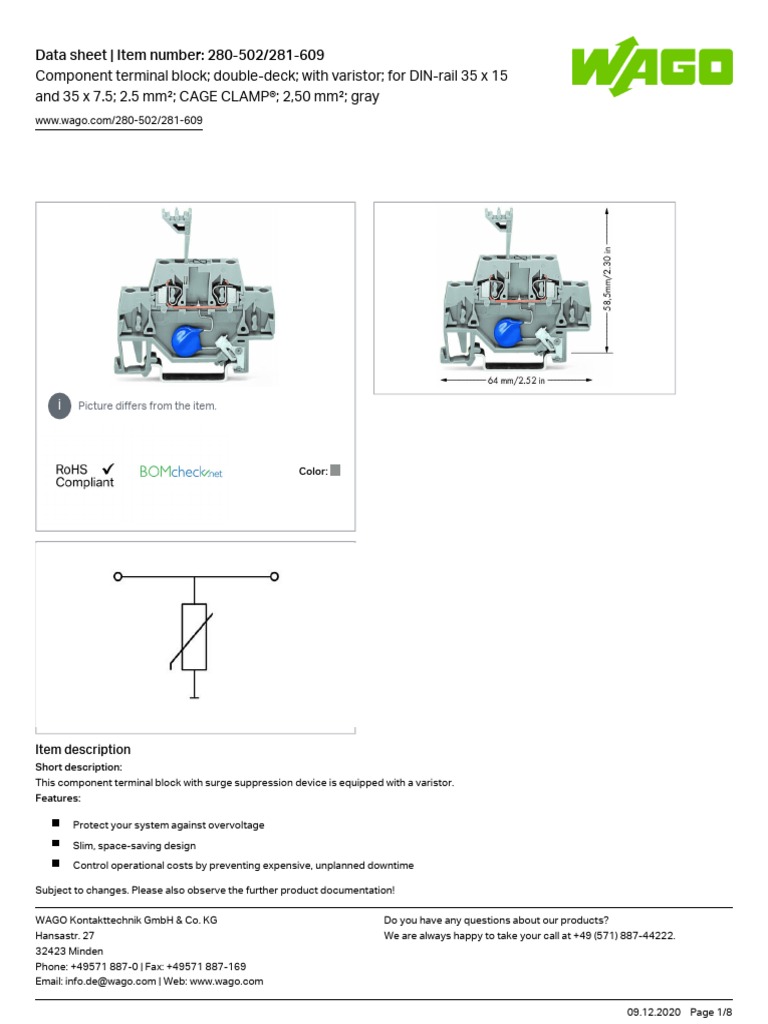 Data Sheet280-502 281-609 09.12.2020 | PDF | Electrical Engineering ...