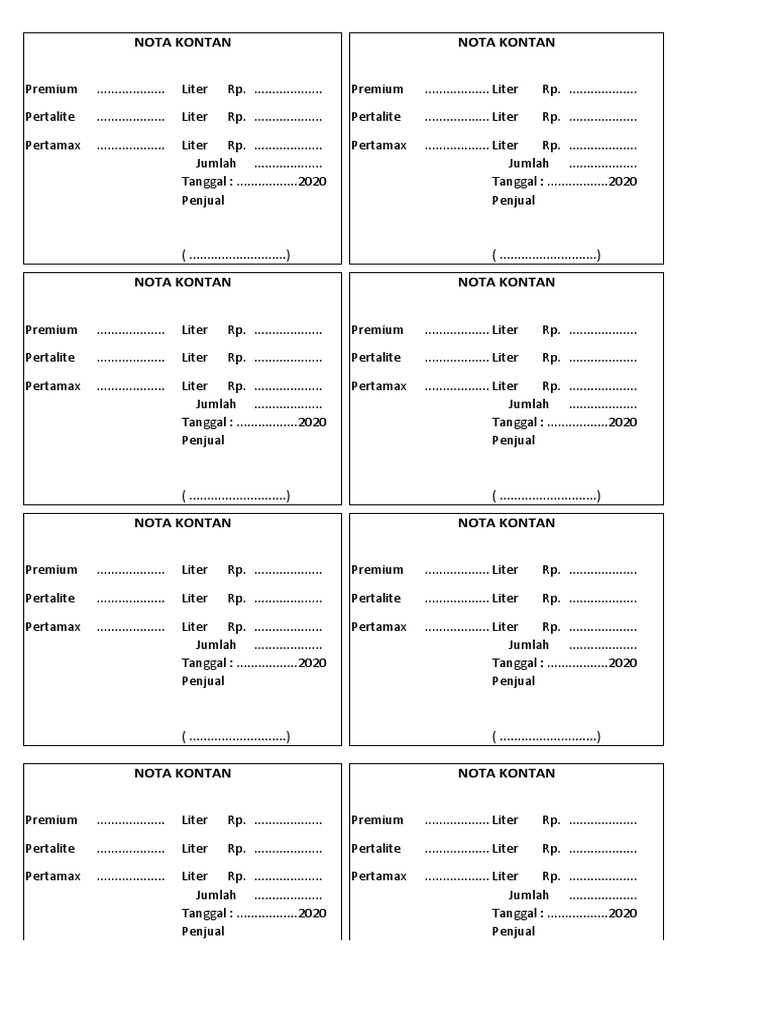 Nota Pembelian BBM | PDF