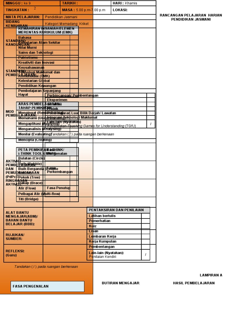 RPH Templates Tgfu | PDF