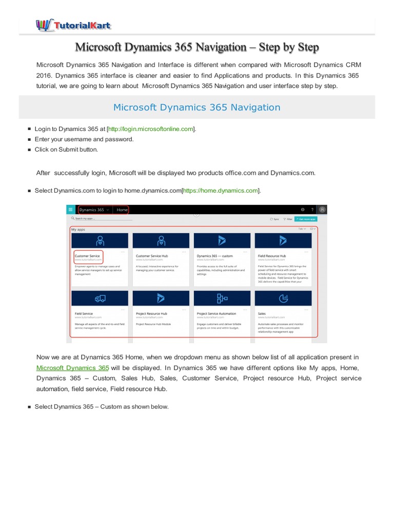 Microsoft Dynamics 365 Navigation - Step by Step | PDF | Icon ...