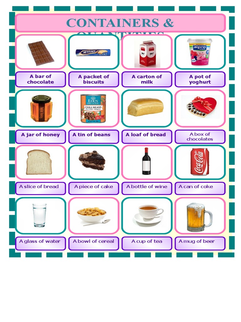 Common Food Containers and Quantities | PDF | Cooking, Food & Wine