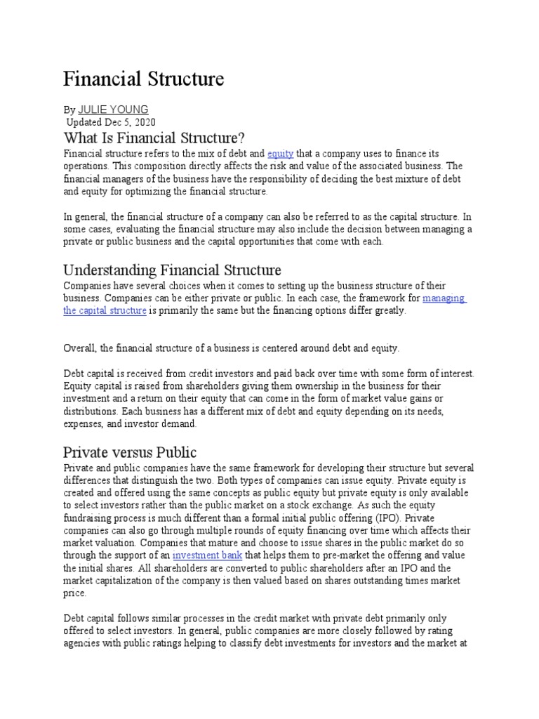 What Is Financial Structure? | PDF | Stocks | Financial Capital