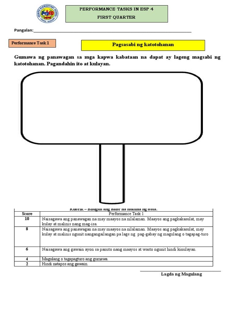 ESP 4 Performance Task | PDF