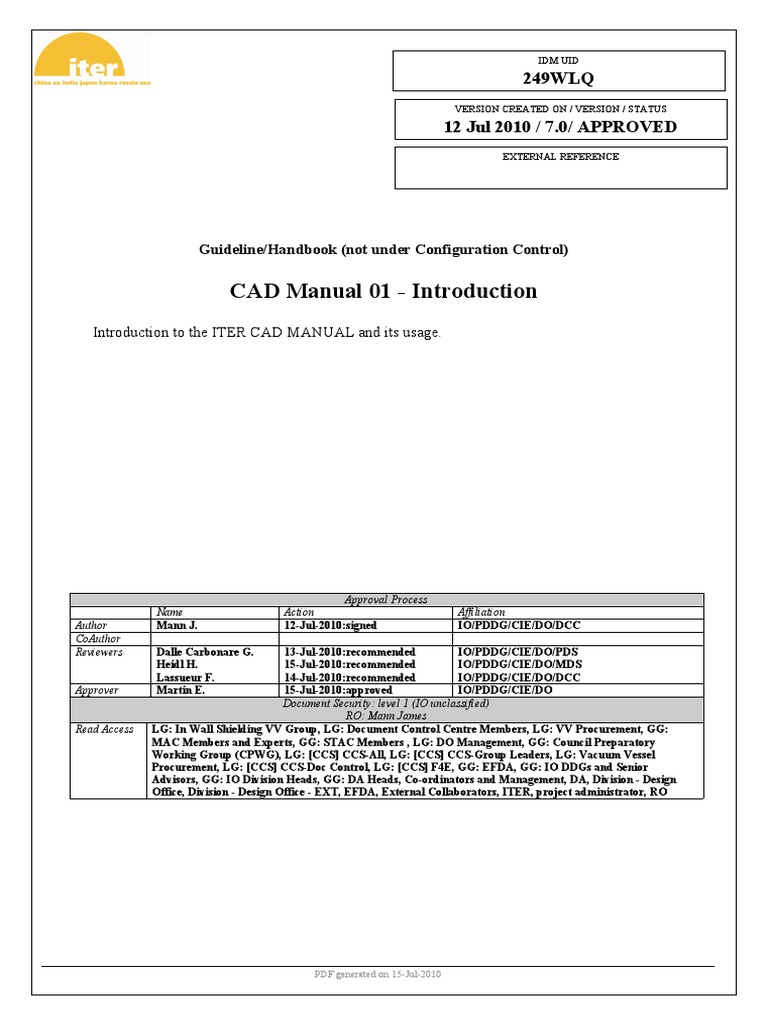 CAD Manual 01 - Introduction: Guideline/Handbook (Not Under ...