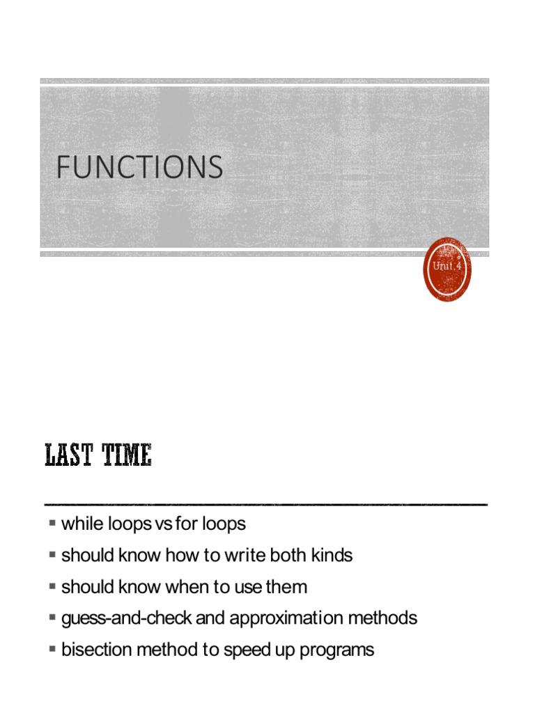 Functions: Unit 4 | PDF | Subroutine | Scope (Computer Science)