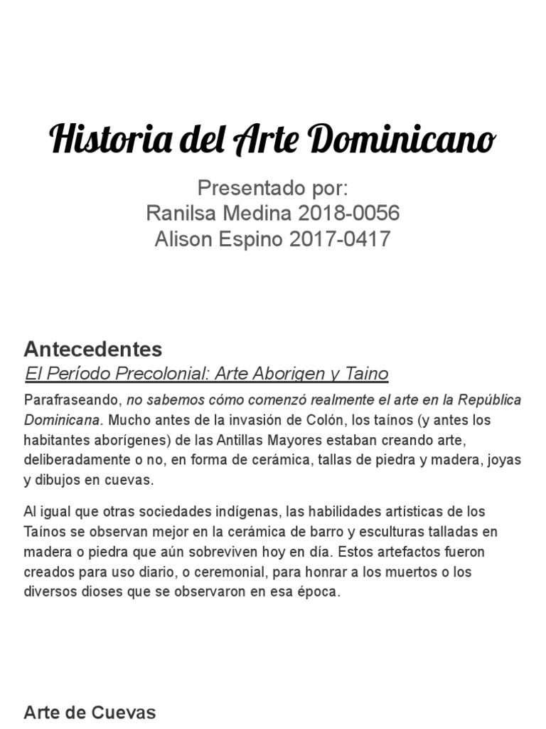 Historia del Arte en República Dominicana | PDF | República Dominicana ...