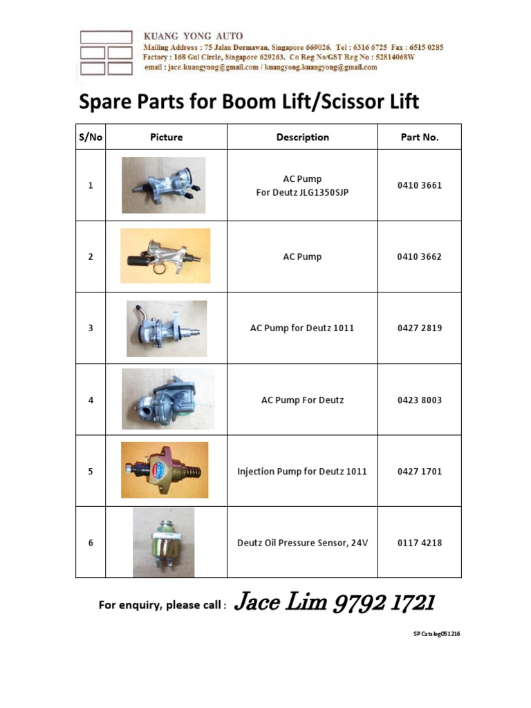 Spare Parts for Boom and Scissor Lifts | PDF | Electrical Connector ...