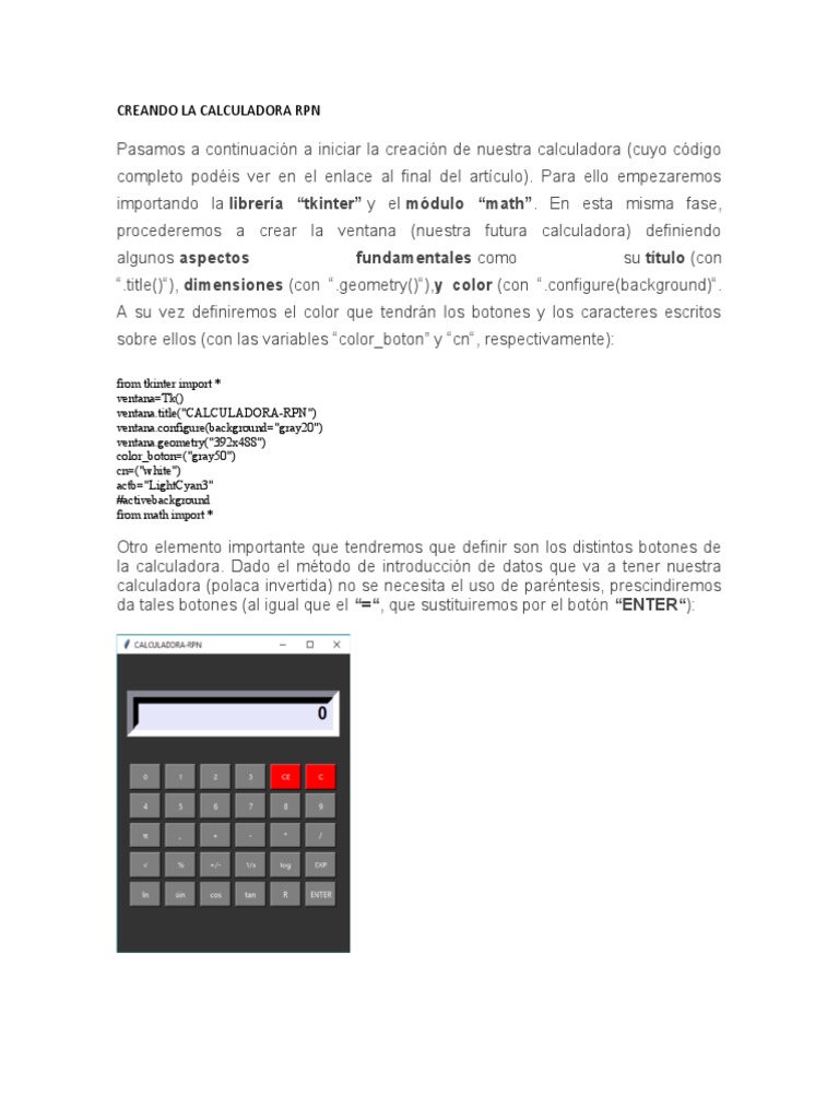 Creando La Calculadora RPN | PDF | Calculadora | Pi