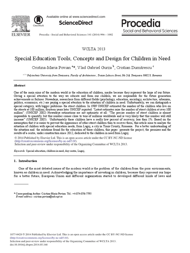 Special Education Tools, Concepts and Design For Children in Need | PDF ...