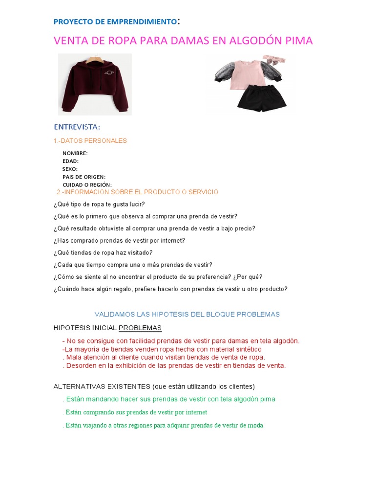2 Do - Proyecto de Emprendimiento | PDF | Ropa | Economias