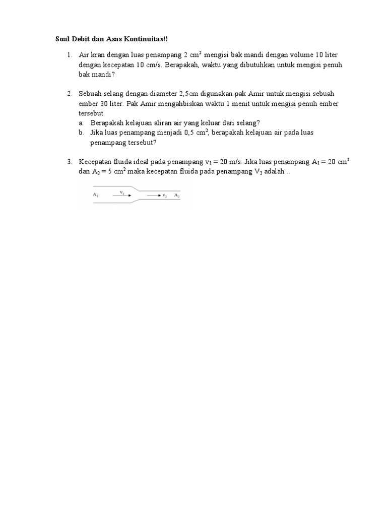 Soal Debit Dan Asas Kontinuitas | PDF