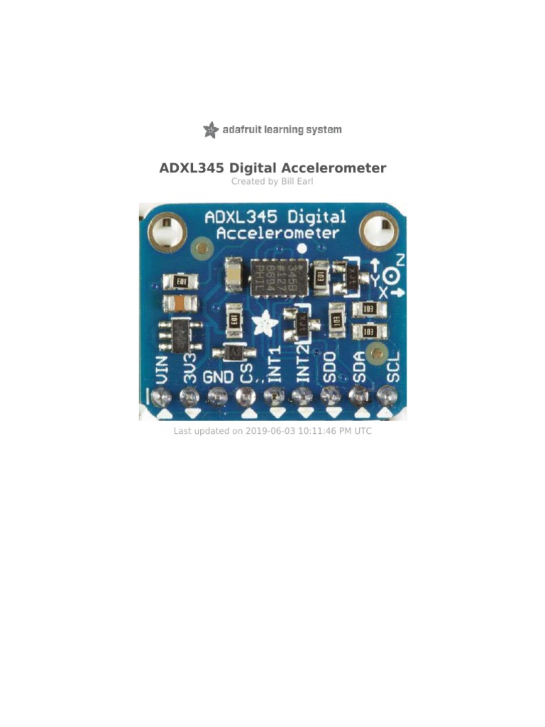 ADXL345 Digital Accelerometer: Created by Bill Earl | PDF | Calibration ...