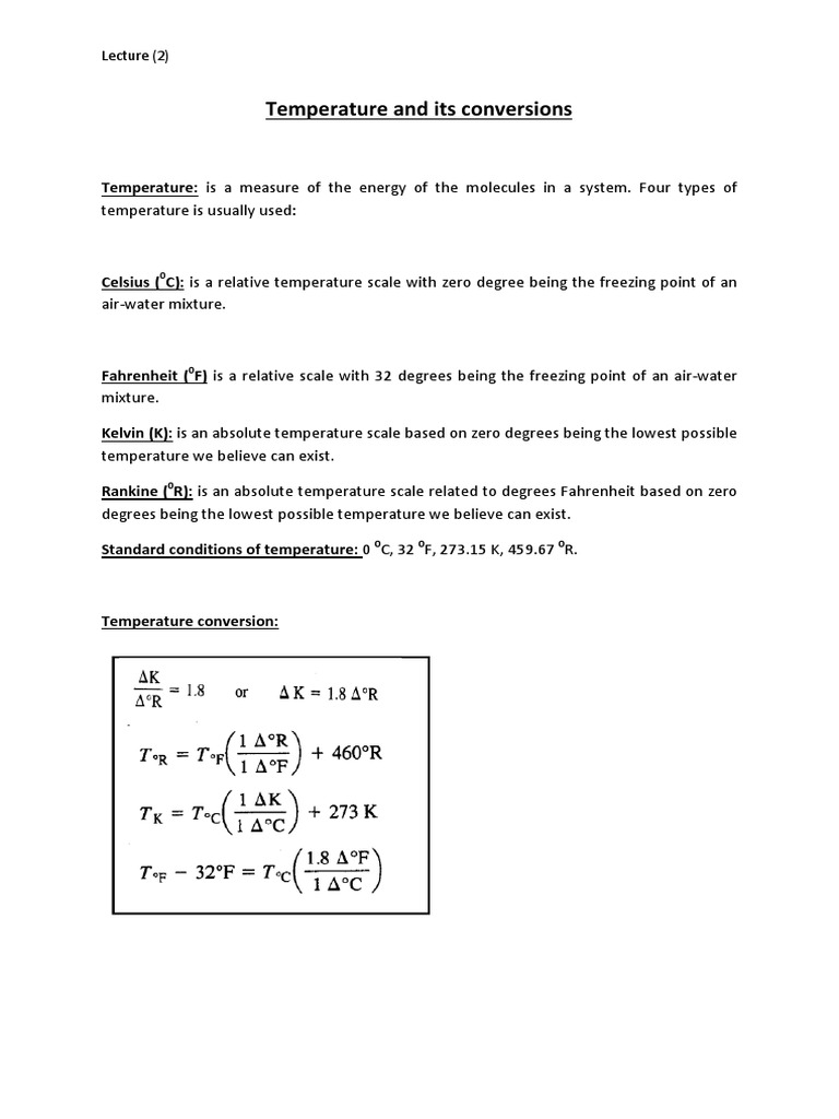 Temperature and Its Conversions: Temperature Is Usually Used | PDF ...