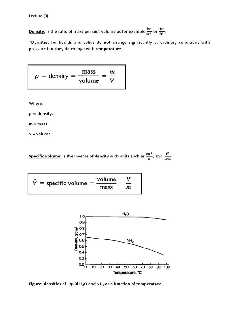 Density: Is The Ratio of Mass Per Unit Volume As For Example ...