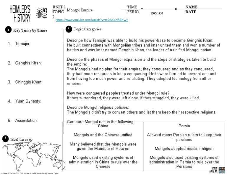 Unit 2.2 Heimler's History Video Notes | PDF | Genghis Khan | Mongols