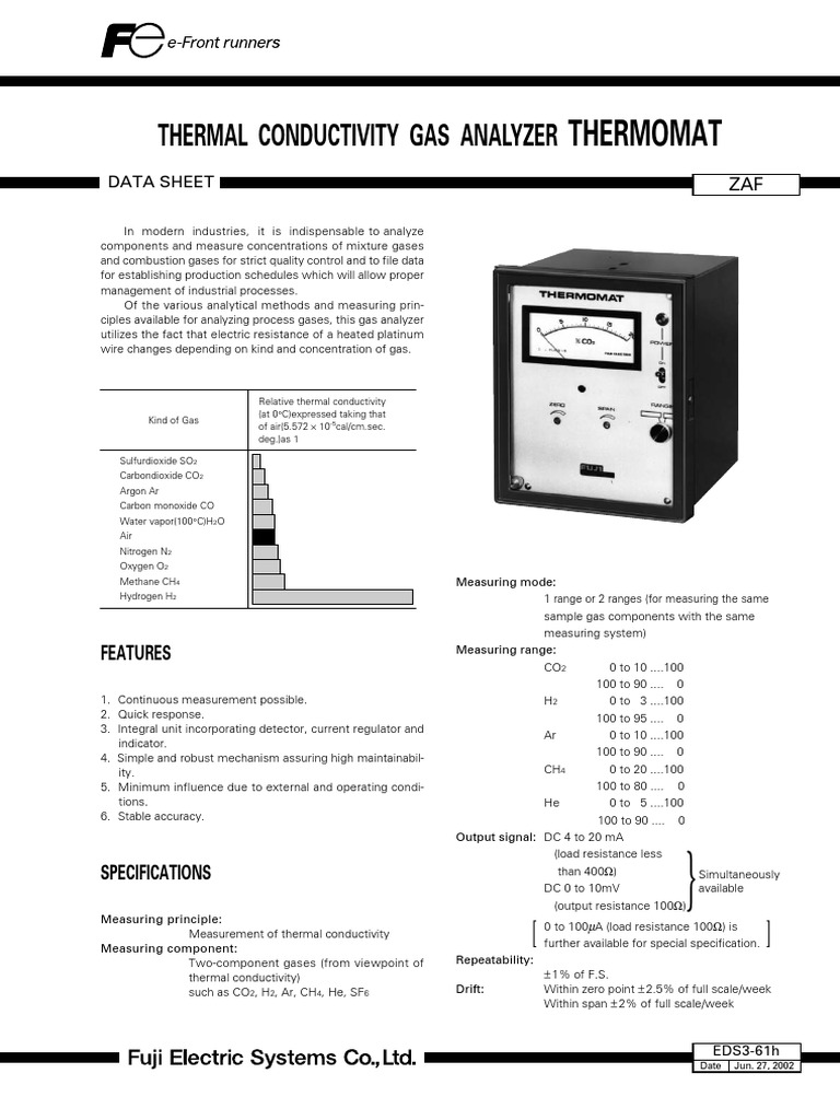ZAF-2 Thermal Conductivity Gas Analyzer PDF | PDF | Argon | Electrical ...