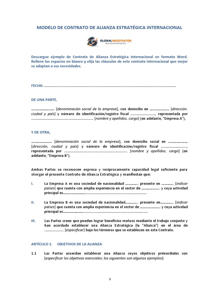 Modelo Alianza Comercial PDF | PDF