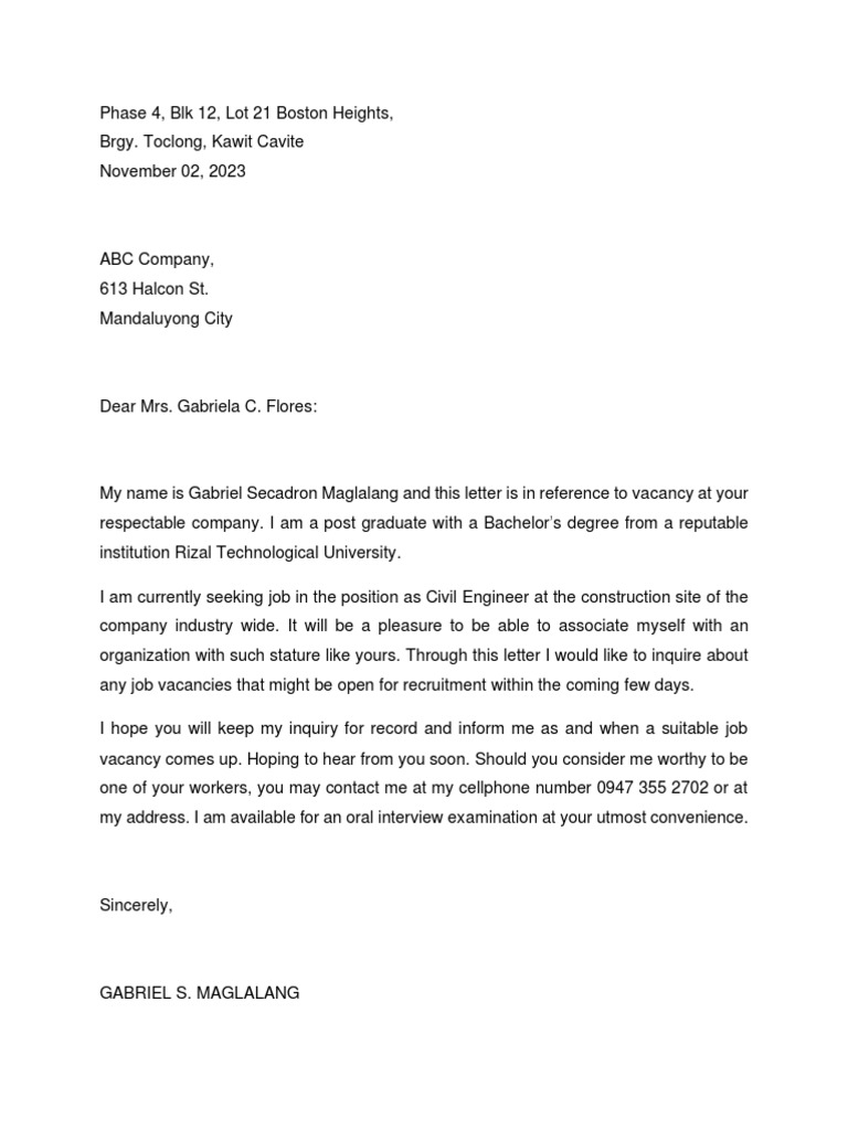 Letter of Inquiry and Response | PDF