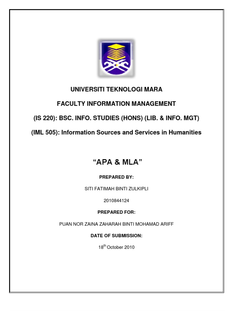 Cover Page APA & MLA | PDF
