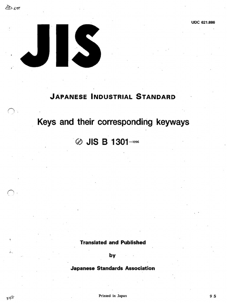 JIS B1301-1996 Keys and Their Corresponding Keyways | PDF | Computers