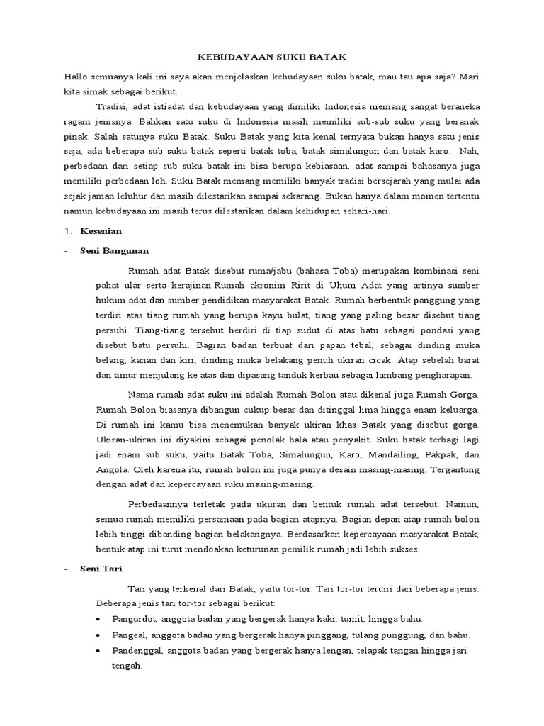 Kebudayaan Suku Batak | PDF