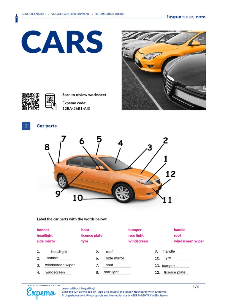 Car Parts: Scan To Review Worksheet Expemo Code: 12RA-26B1-AIX | PDF ...