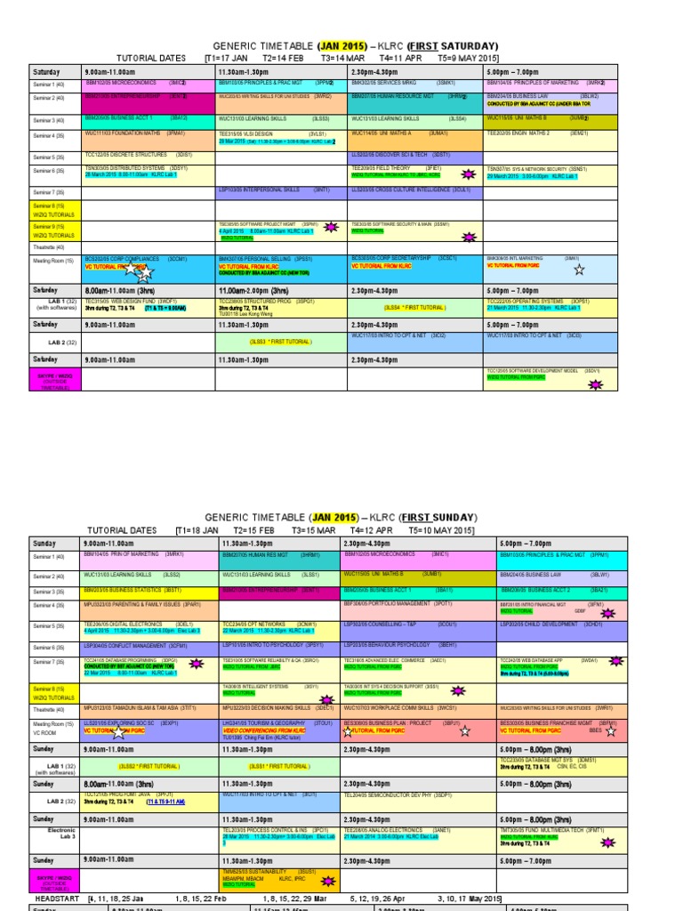 Generic Timetable KL | Download Free PDF | Pedagogy | Teaching
