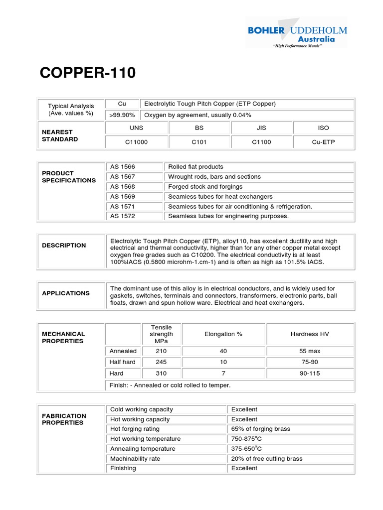 COPPER-110: Nearest Standard | PDF | Pipe (Fluid Conveyance) | Copper